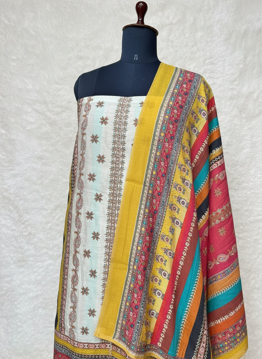 MULTI COLOUR MUSLIN FULL SET SALWAR MATERIAL - clt777 (KAFTHAN TYPE ST ...